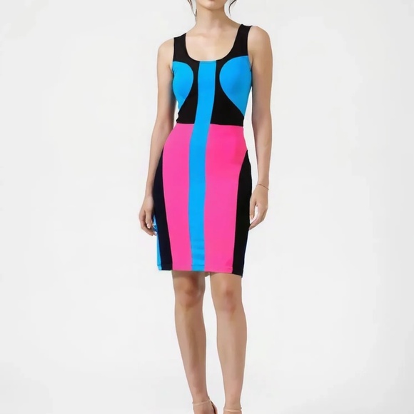 Celeb Boutique | Dresses | Celeb Boutique Color Block Midi Dress Medium ...
